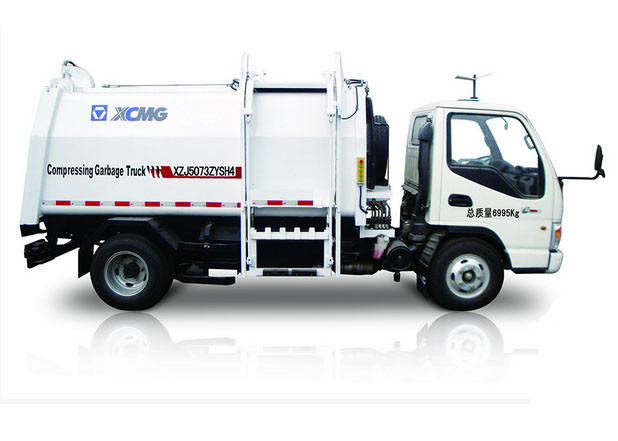 White garbage truck waste management / side loader waste collection ...